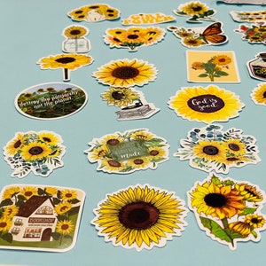 50pcs Aesthetic Sunflower Sticker for Journal Planner Plant Stickers ...
