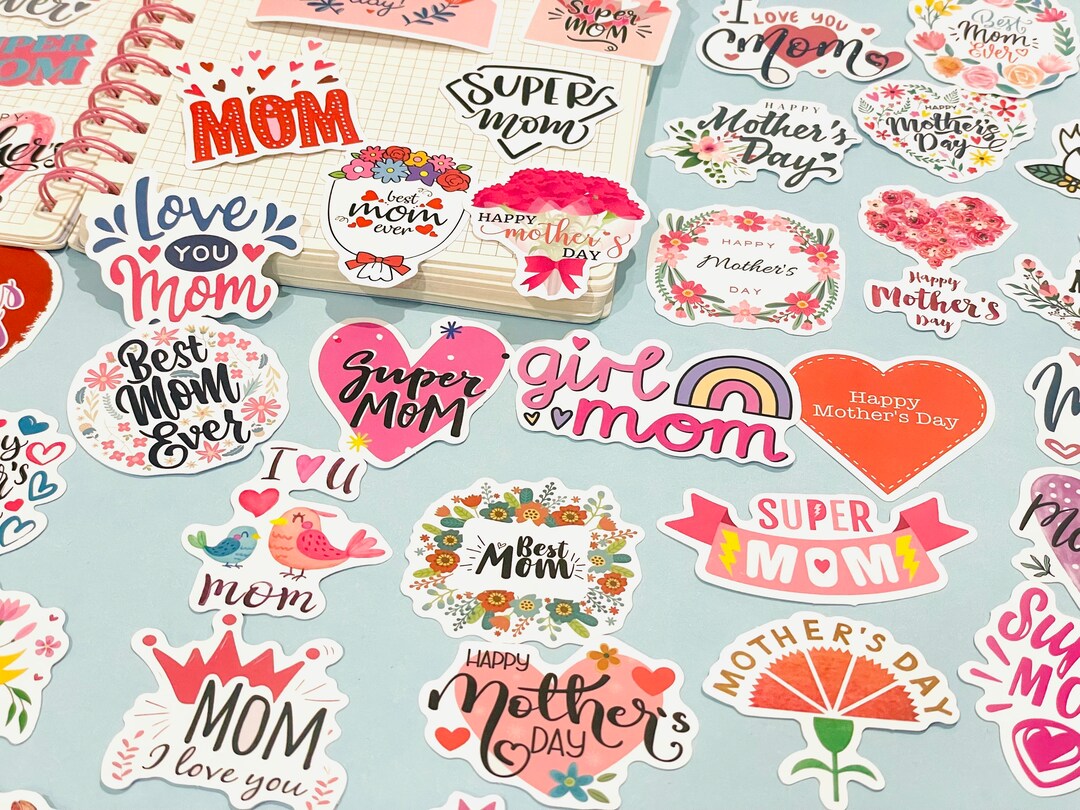 Happy Mother's Day Stickers I Love You Mum Super Mum Sticker Set World ...
