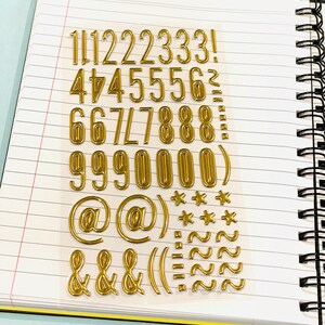 3D Gold Letter Uppercase Alphabet Sticker Sheet, A-Z Number Sticker Set ...