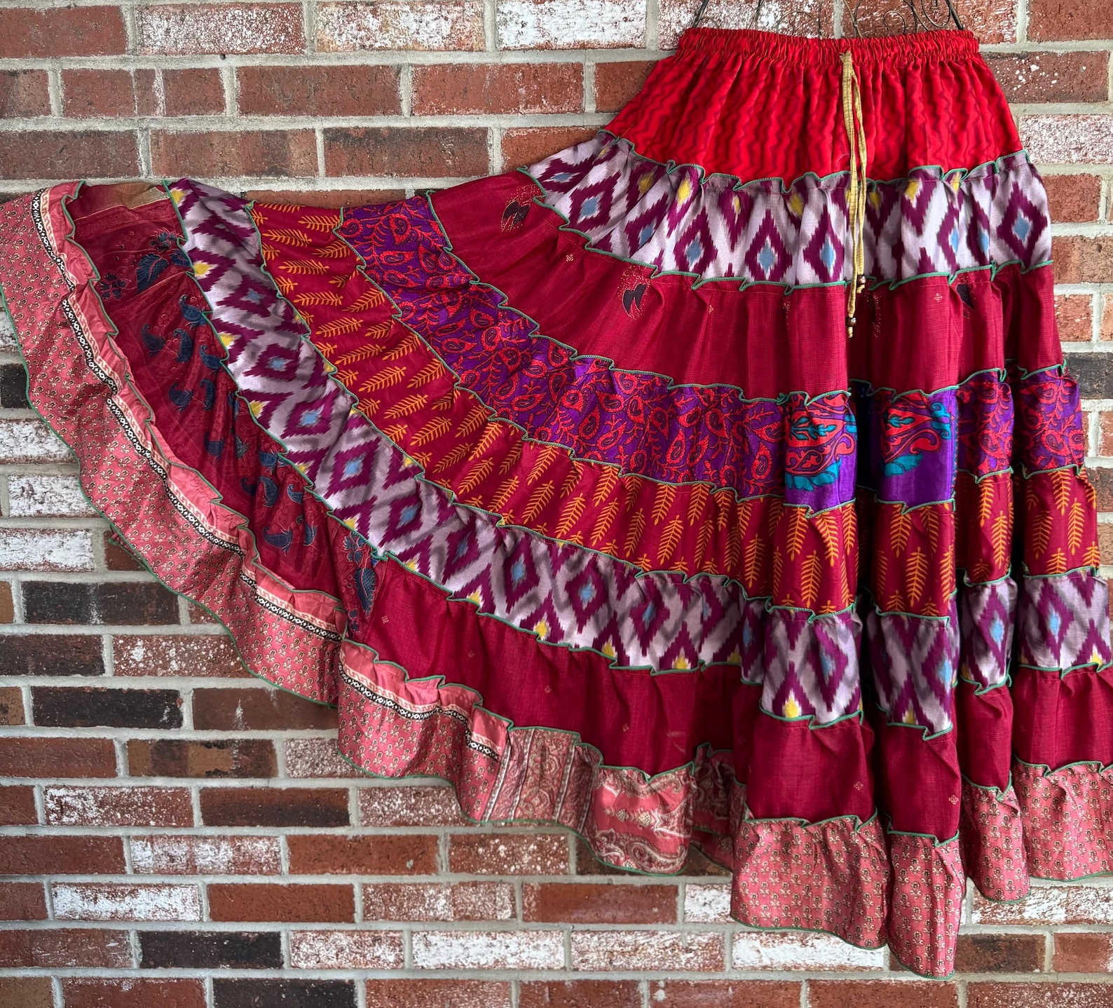 Boho Hippie Fairy Cottagecore Gypsy Patchwork Tribal Tiered Maxi Long ...