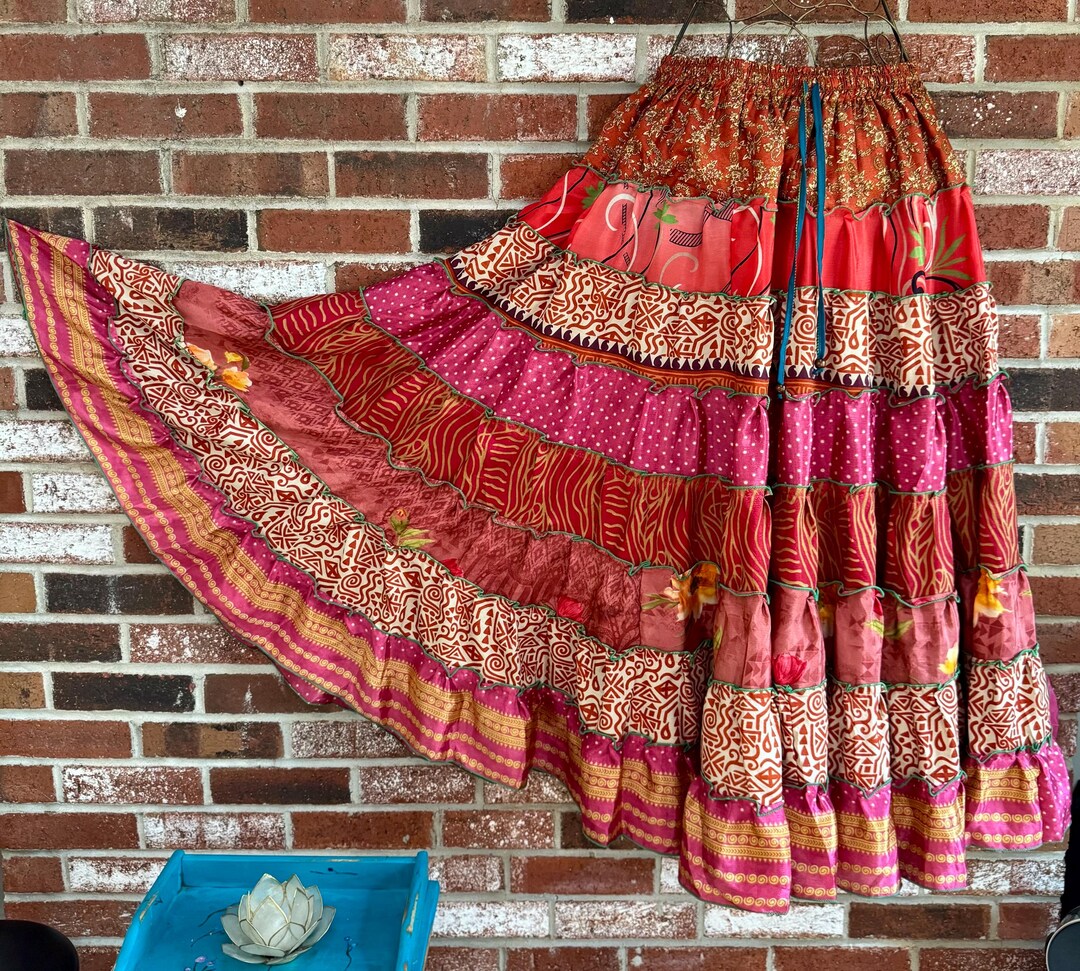 Boho Hippie Fairy Cottagecore Gypsy Patchwork Tribal Tiered Maxi Long ...