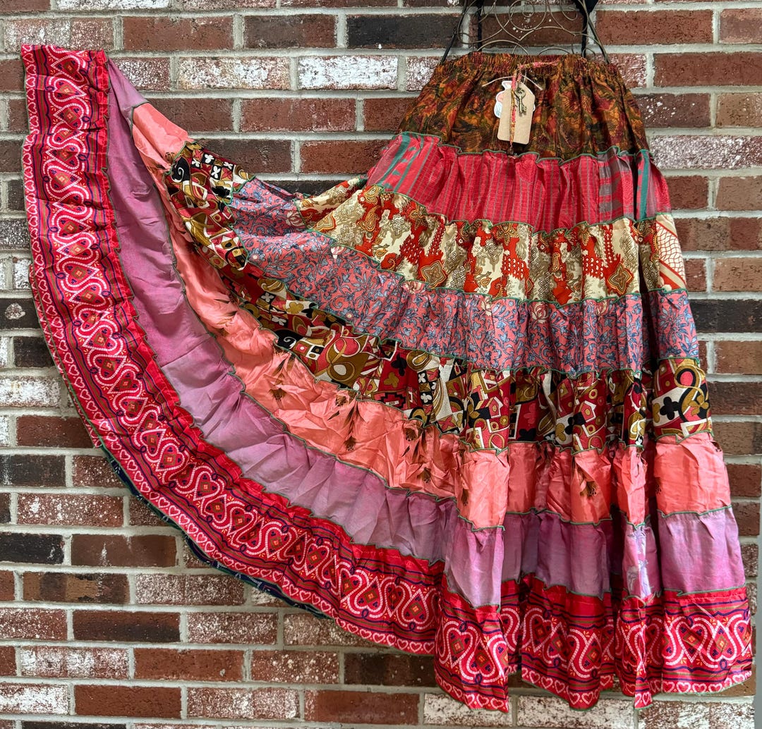 Boho Hippie Fairycore Cottagecore Gypsy Patchwork Tribal Tiered Maxi ...