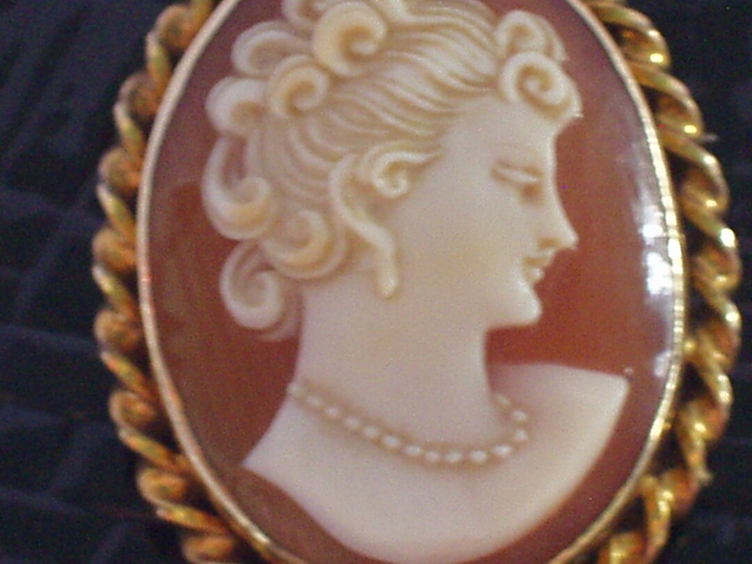 Vintage Italian Shell Cameo Lady Brooch Pendant 12k Gold Filled ...