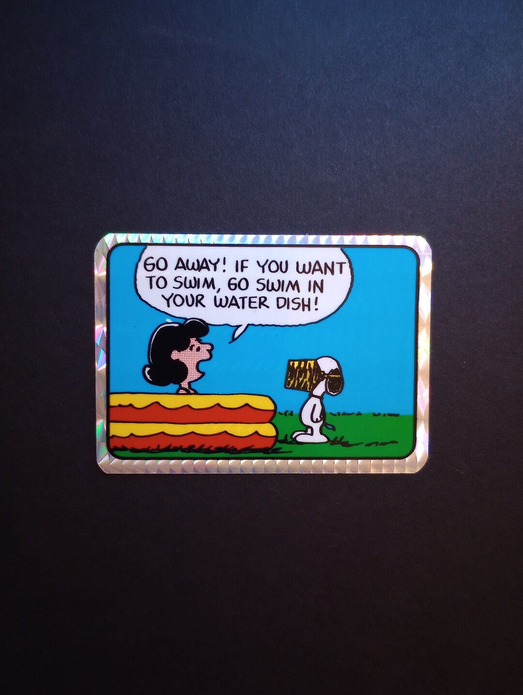 Vintage Snoopy and Marcie Swimming Pool Peanuts Prism Vending Sticker ...