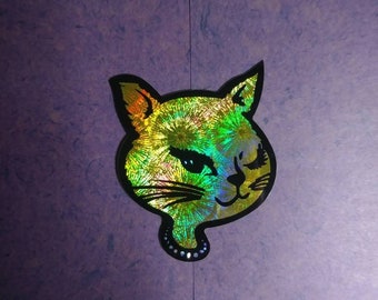 90s Winking Cat Sticker - Etsy