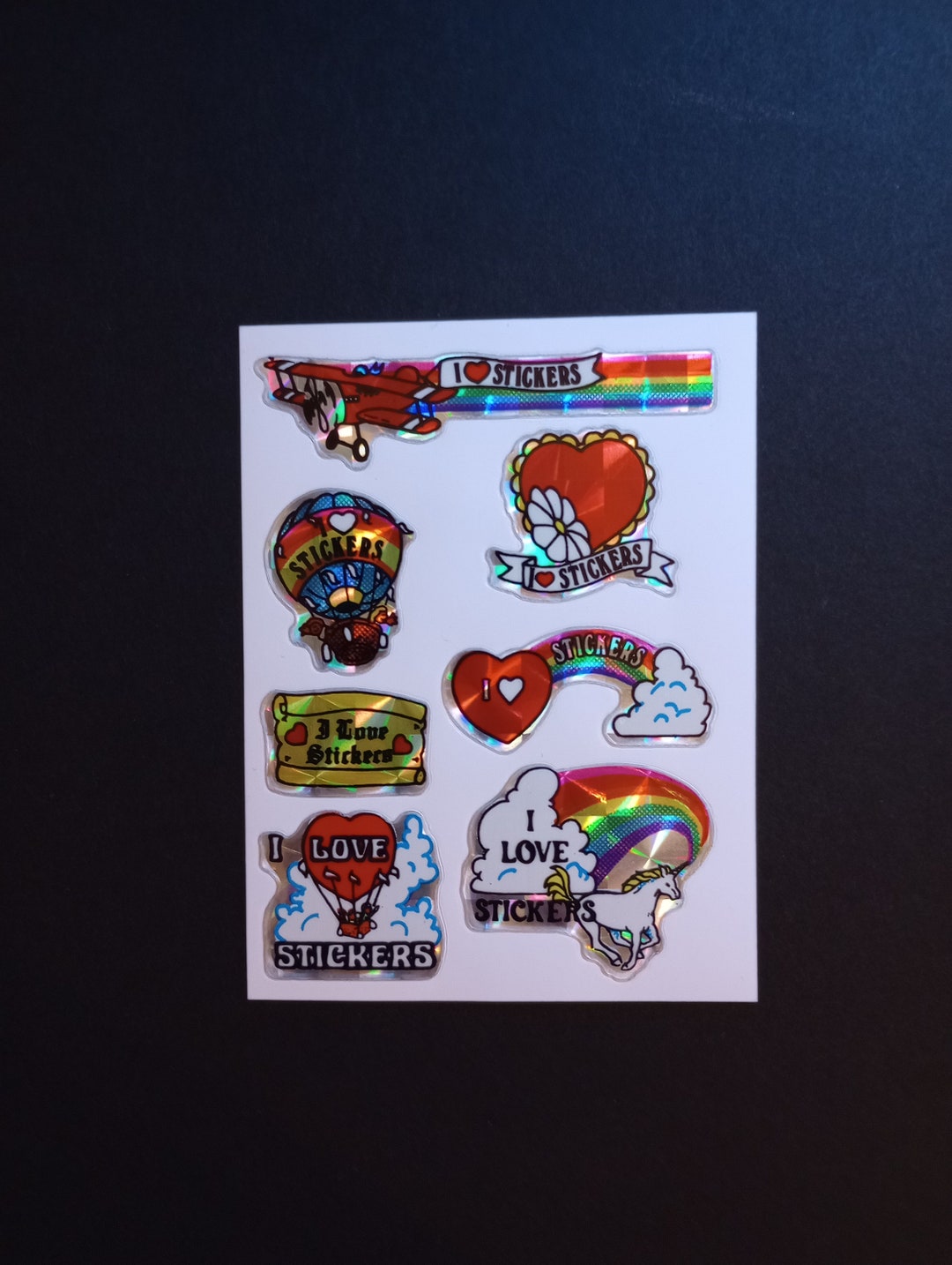 Vintage I Love Stickers Rainbow Hearts Unicorn Prism Sticker VTG 80s - Etsy