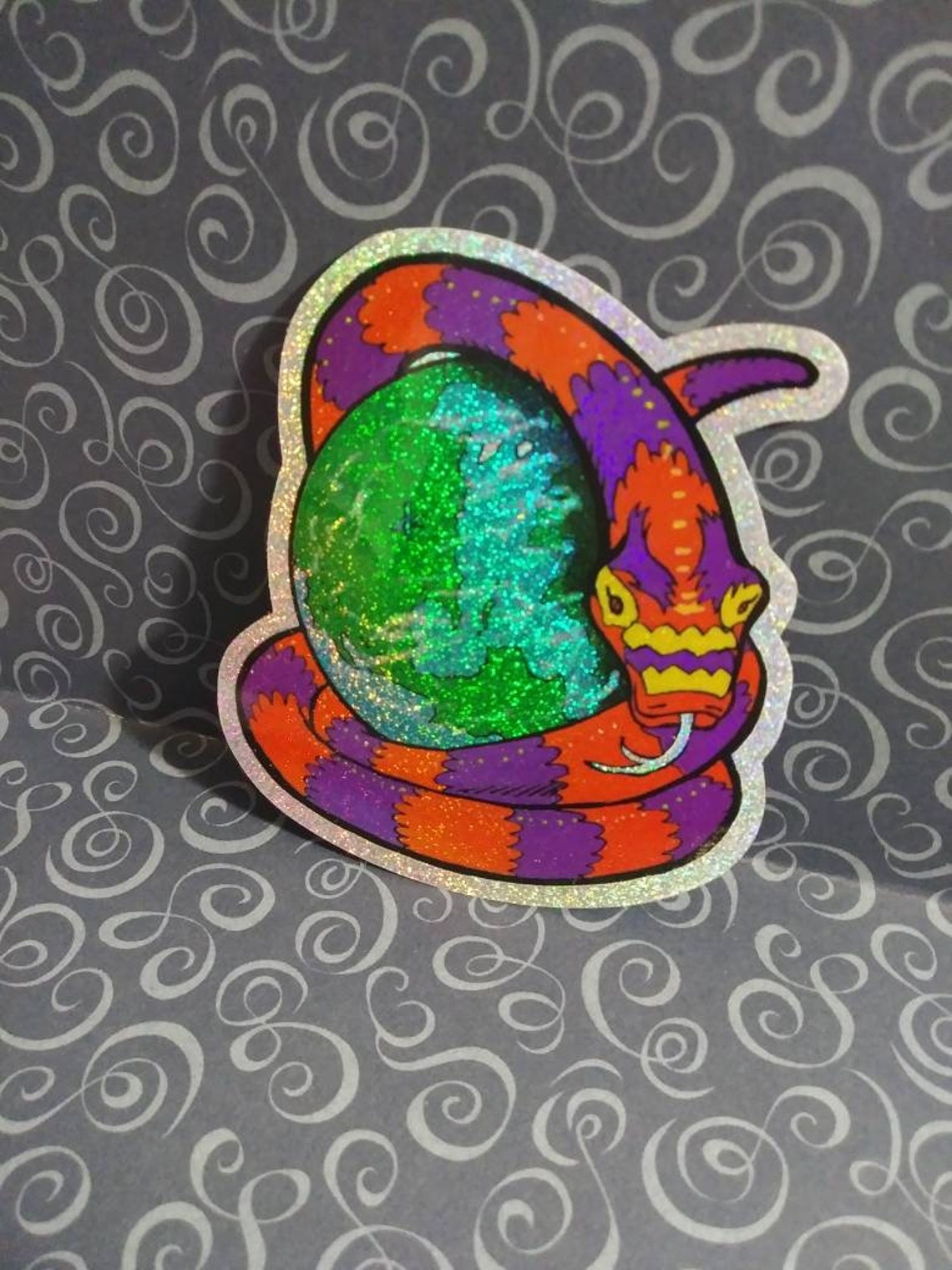 Vintage Prism Vending Sticker Snake Wrapped Around the World - Etsy