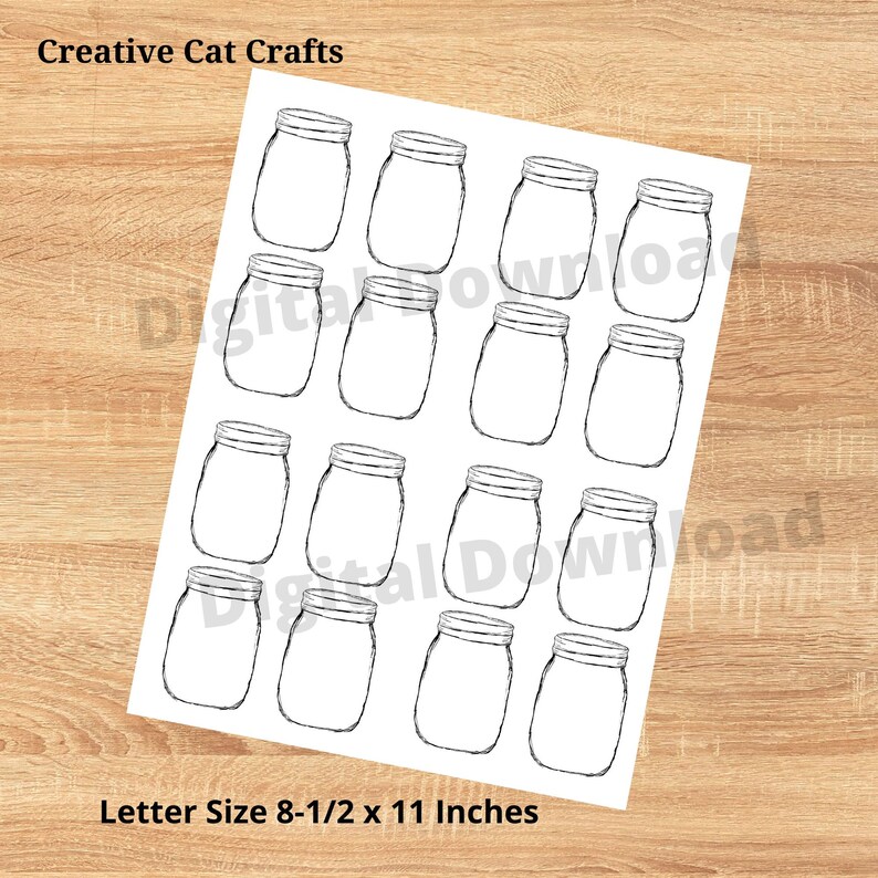 Mason Jar Outline PDF and JPG Digital Item - Etsy