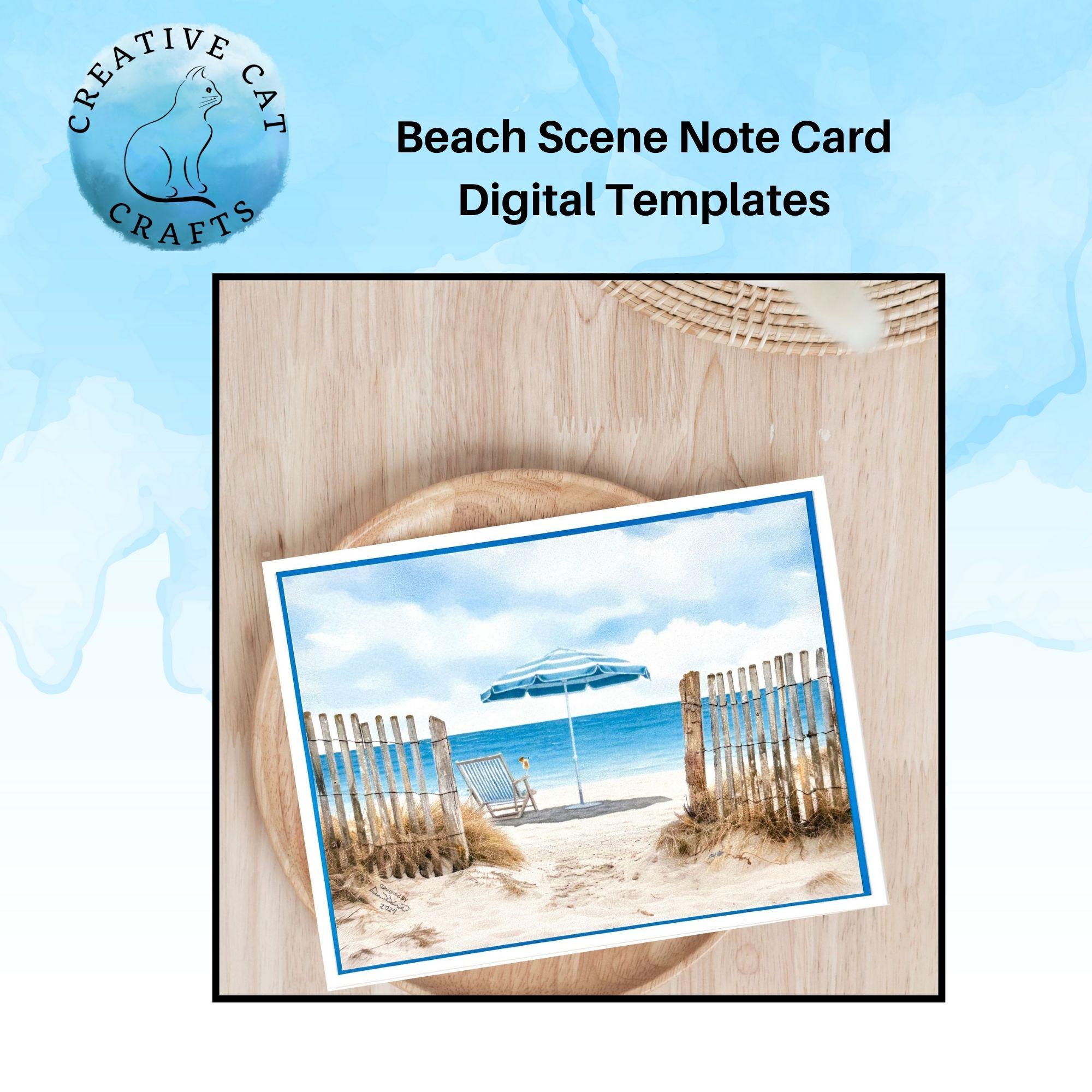 Beach Scene Digital Download - Printable / Note Card / Beach / Print ...