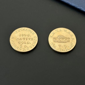 Gold Plated Coin 5 Dollars 1849 Oregon Exchange Company Beaver REPLICA ...