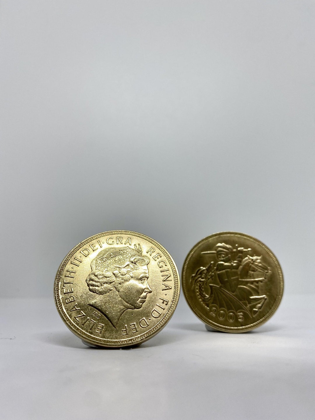 Gold Plated Coin, Queen Elizabeth II BU 5 Pound Gold Sovereign Knight ...