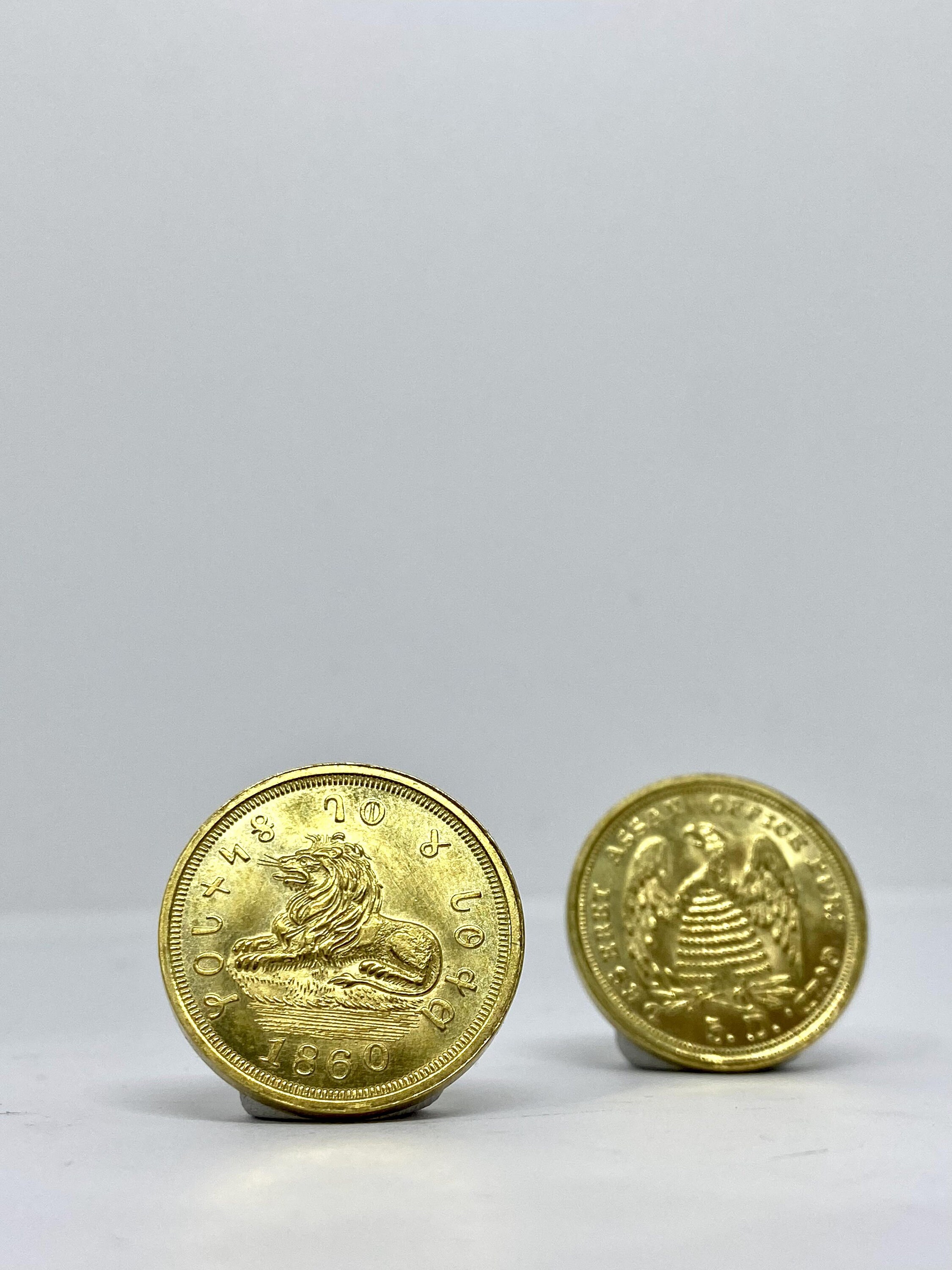 Gold Plated Coin 5 Dollars Lion & Beehive Mormon Gold 1860 Date Replica ...