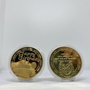 Gold Happy Birthday Lucky Coin, Gold Plated Coin 1pcs, Beautiful Gift ...