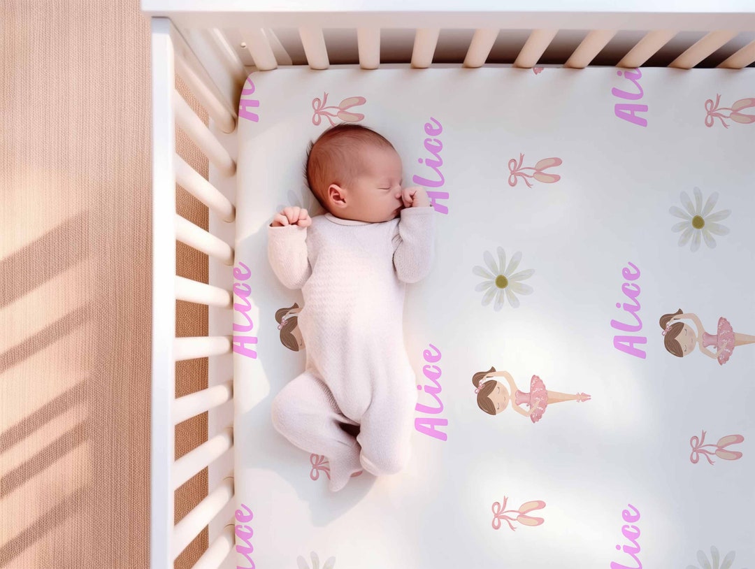 Personalised Cot Sheet Baby Girl Bedding Ballerina Cot Sheet New Born ...