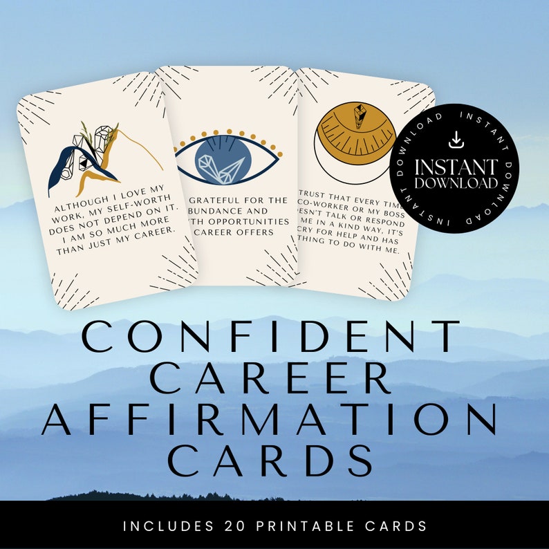 Confident Career Affirmation Cards - Minimalist, Canva Designed, Daily ...