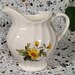Vintage Yellow Floral Ceramic Pitcher Floral White Creamer Cottage ...