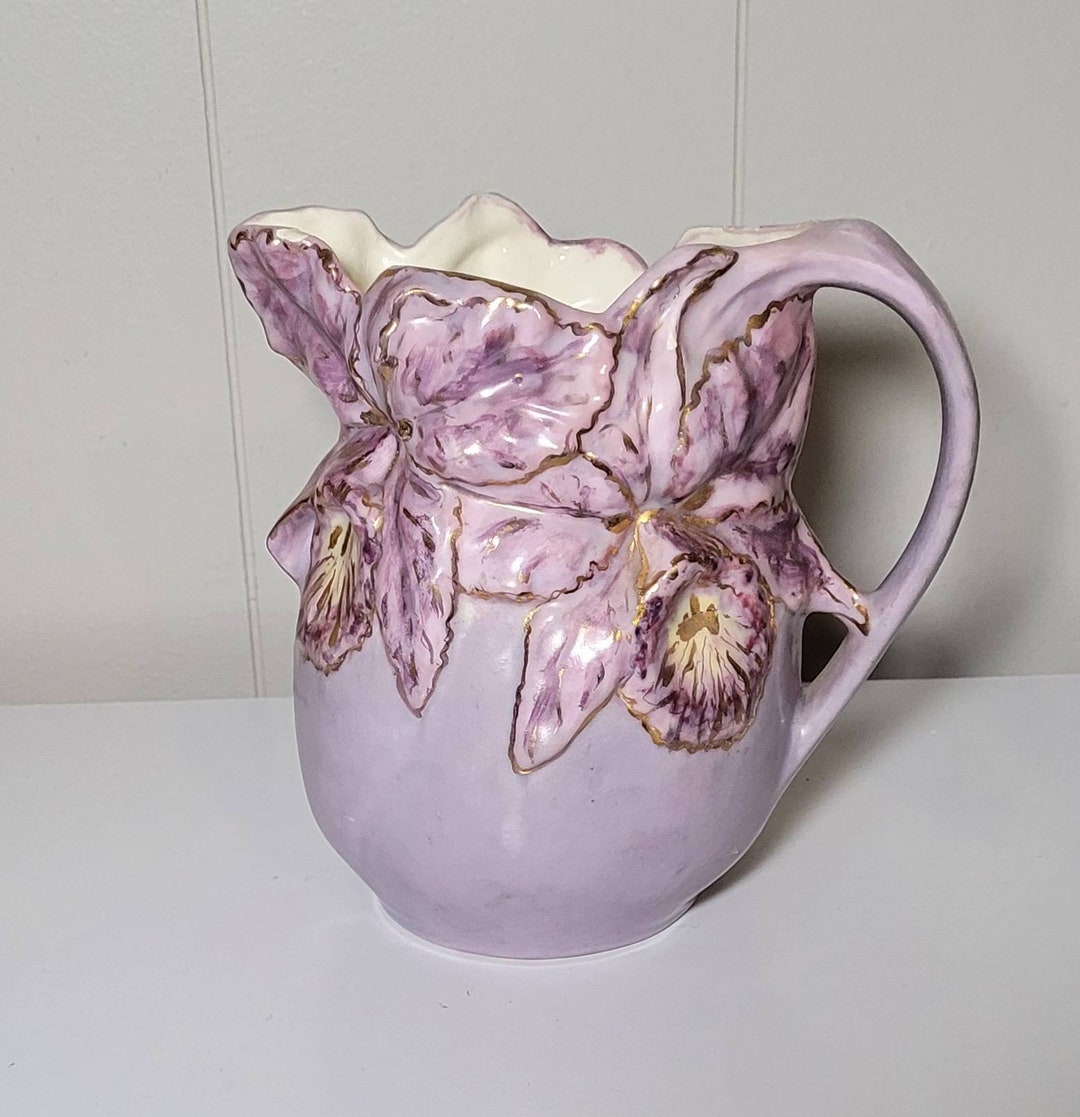 Vintage Hand-painted Iris Pitcher Vashti Ceramic Pitcher - Etsy