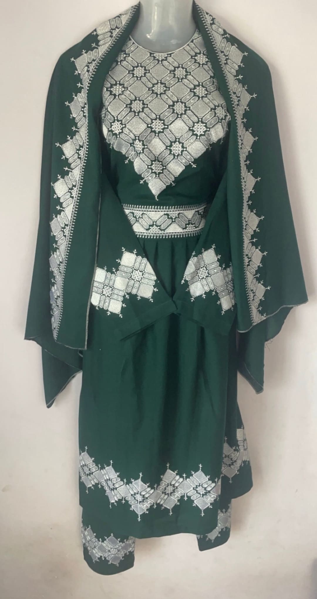 Handmade Traditional Hazara Green White Afghan Dress, Hazaragi Afghan ...