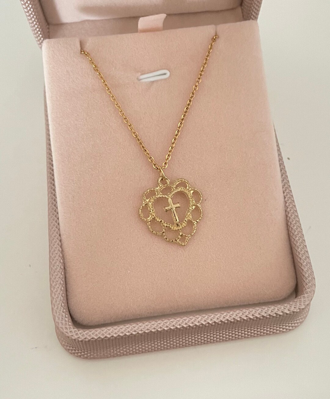 Love Heart Cross Necklace, Gold Cross Charm, Stainless Steel Necklace ...