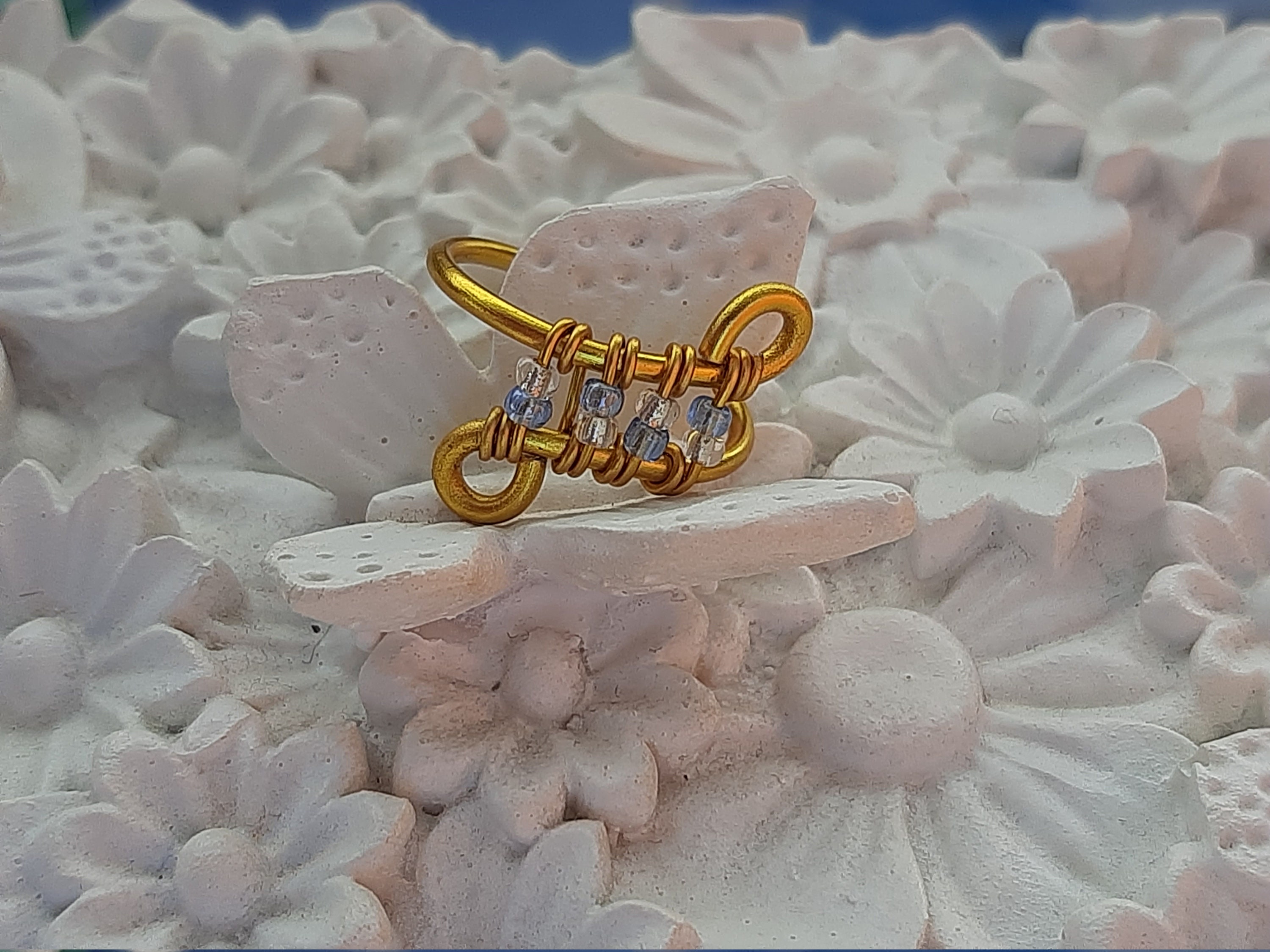 The Imperial Ring – Handmade Gold Wire Wrapped Ring With Beads, Unique ...
