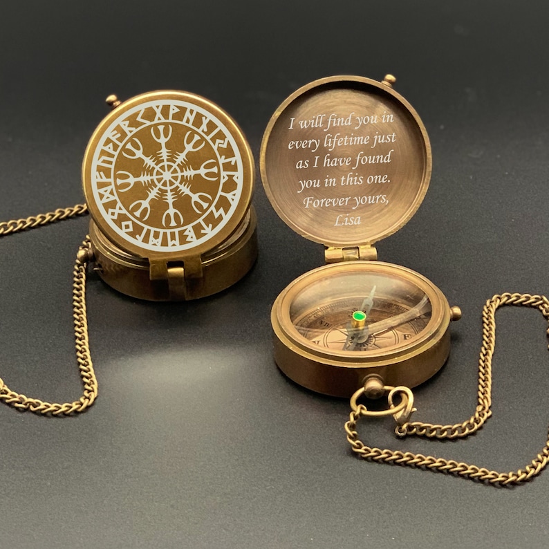 Nordic Compass, Viking Vegvisir Engraved Compass, Norse Mythology ...