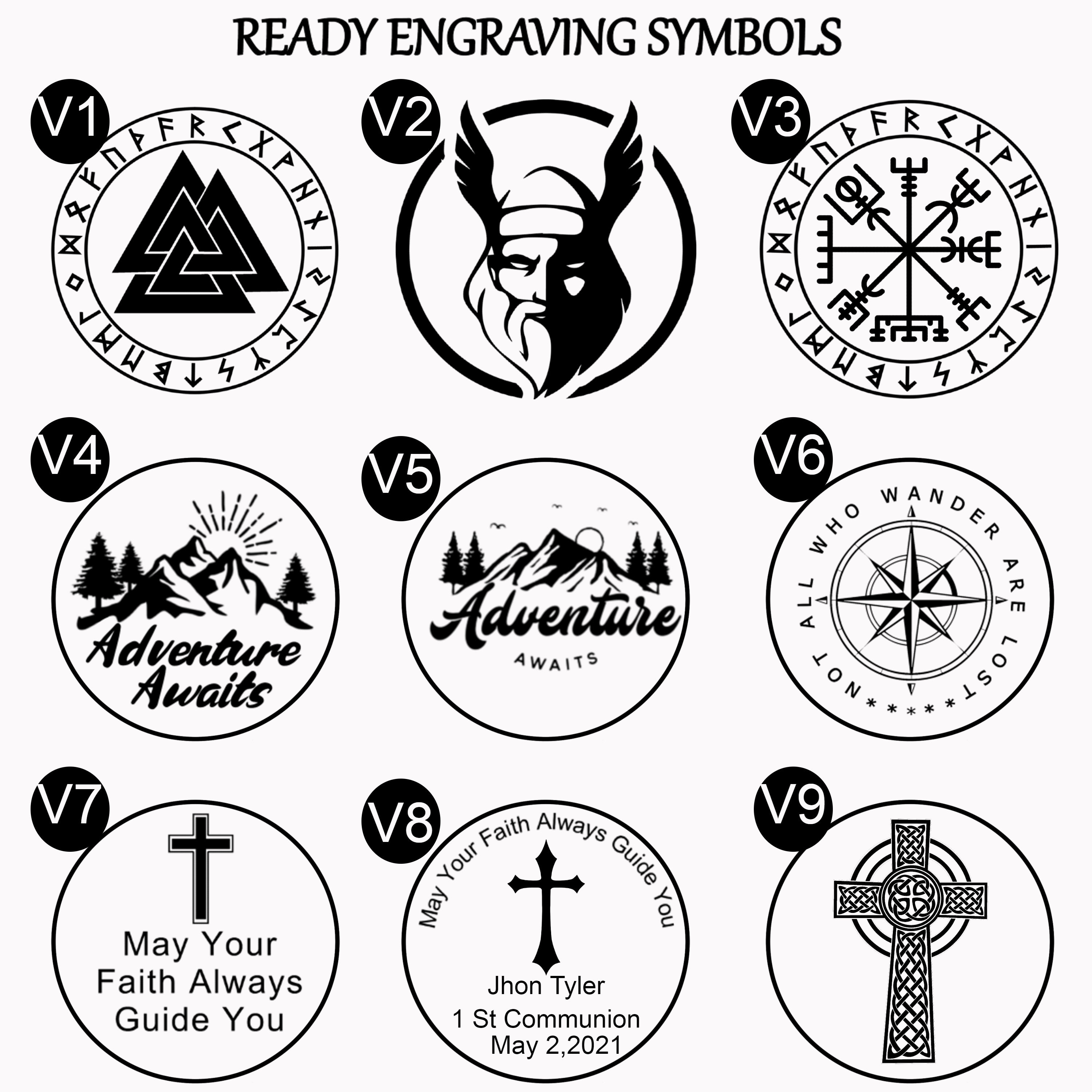 Viking Vegvisir Engraved Compass Nordic Compass Norse | Etsy