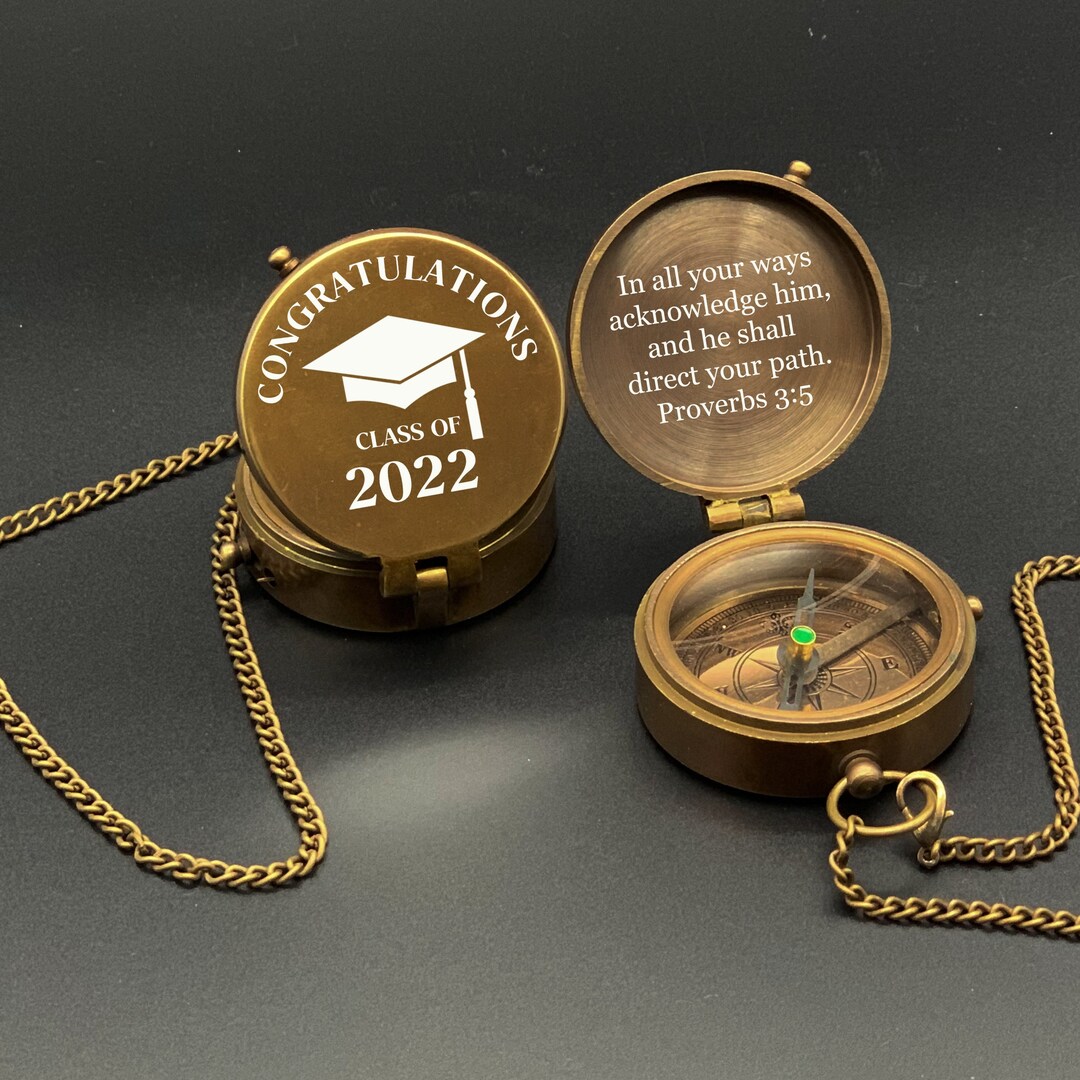 Engraved Graduation Compass Gift, Personalized Keepsake Gift for ...