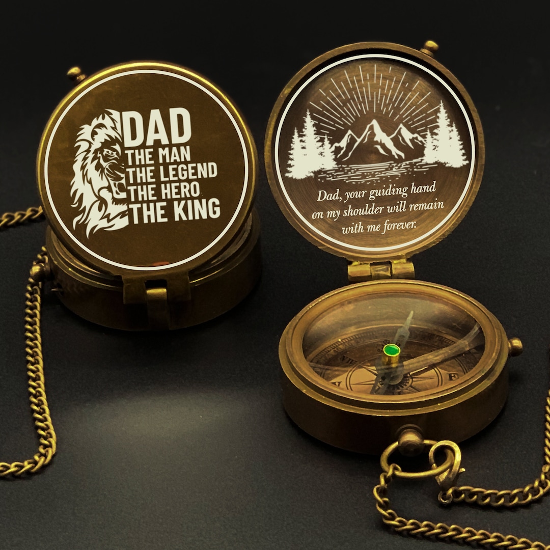 Dad the Man the Legent the Hero the King Engraved Compass, Dad Gifts ...