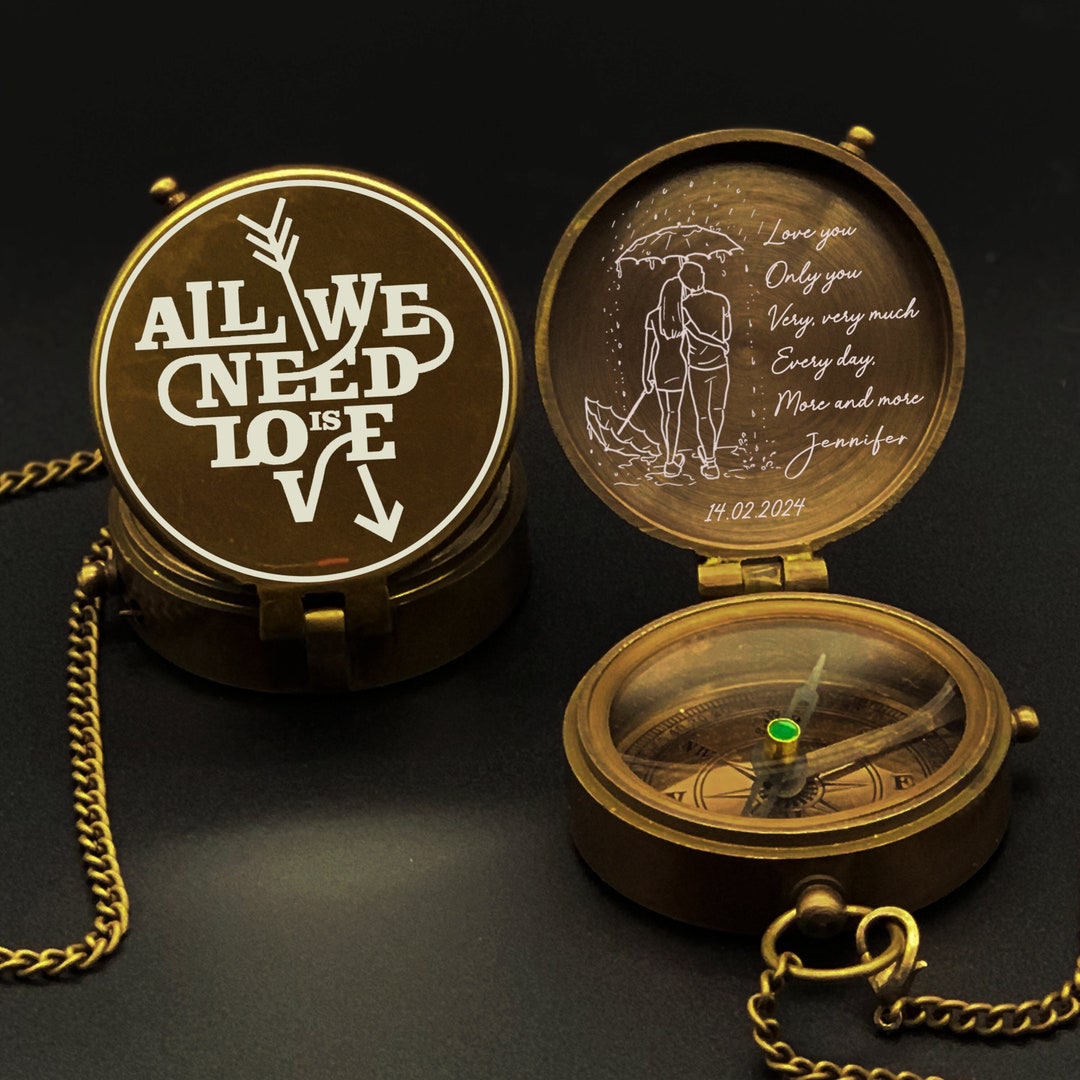 Anniversary Gift for Him, Gift for Men, Engraved Compass, Personalized ...