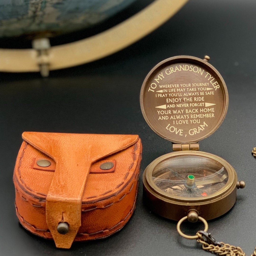 Engraved Brass Compass, Personalized Gift for Son, Daughter, Grandson ...