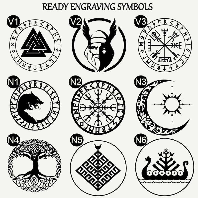Nordic Compass, Viking Vegvisir Engraved Compass, Norse Mythology ...