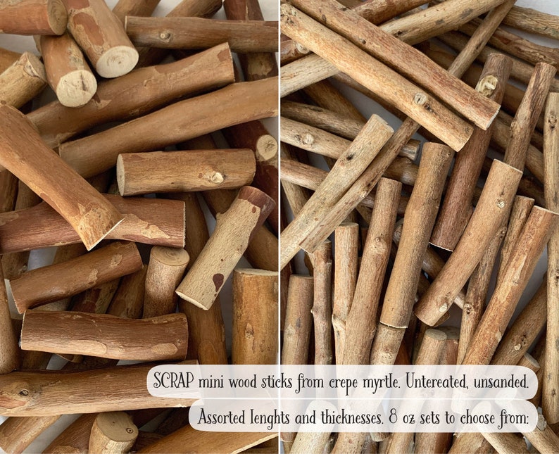 SCRAP Mini Wood Sticks 8 Oz, Crepe Myrtle Branches, Seconds Wooden ...