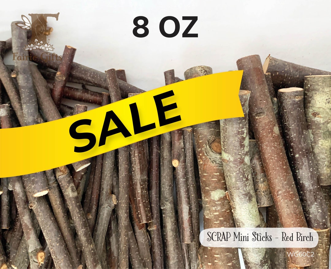 SCRAP Mini Wood Sticks 8 Oz, Red Birch Branches, Seconds Wooden Twigs ...