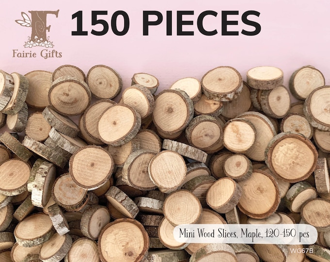 Mini Wood Slices Bundle 120-150 Ct, Maple Wood Disk, Small Wooden ...