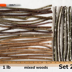 Wood Sticks 12 in One Pound, Wood Branches 1 Lb, Assorted Wooden Sticks ...