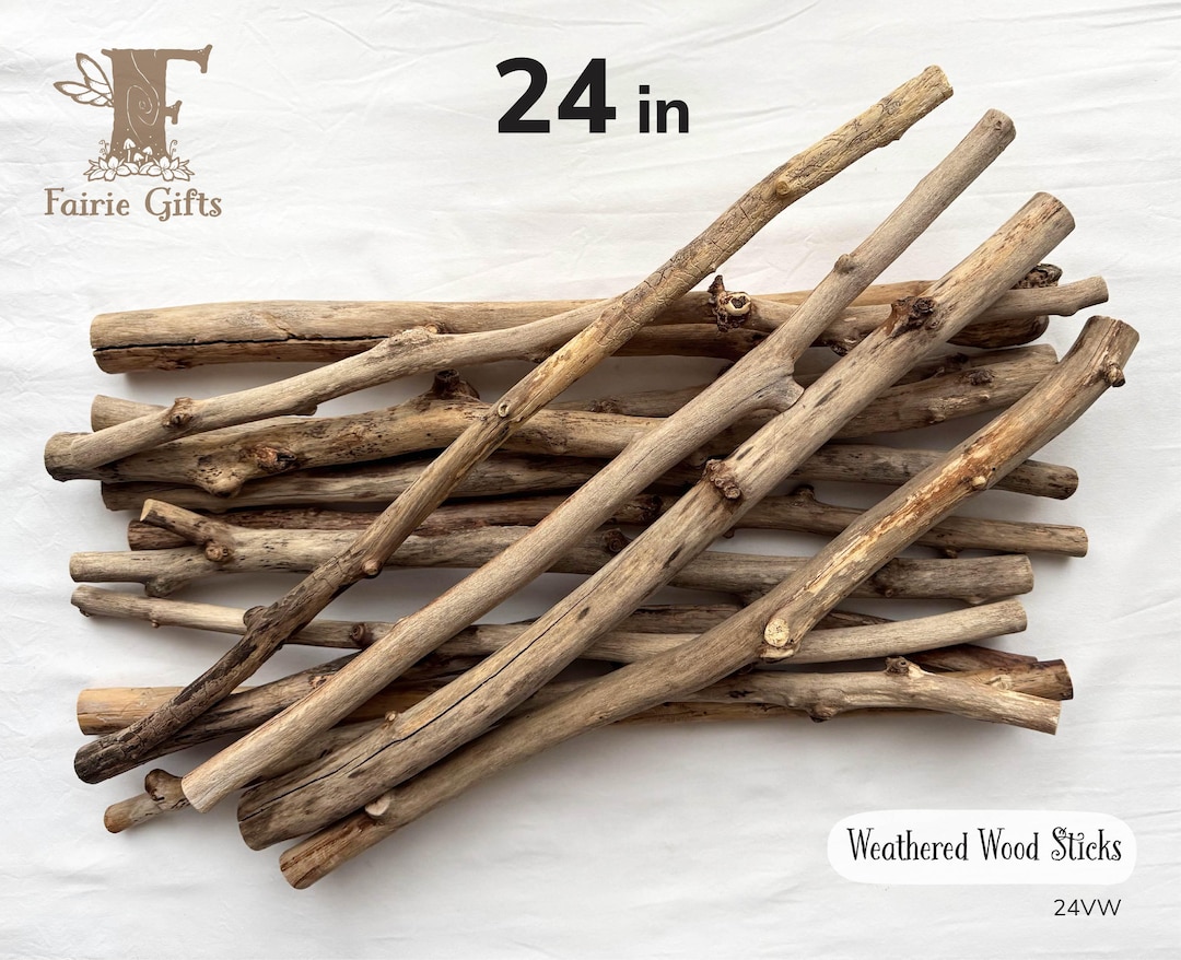 Weathered Wood Sticks 2 Ft, Driftwood Branches for Crafts, Wall ...