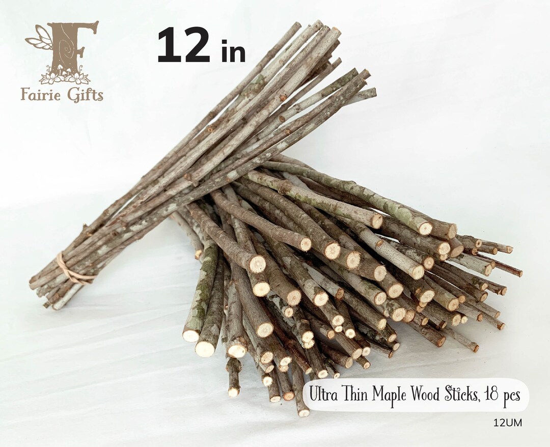 Ultra Thin Wood Sticks 12 In, Maple Wooden Sticks 14-18 Ct, Twig Bundle ...