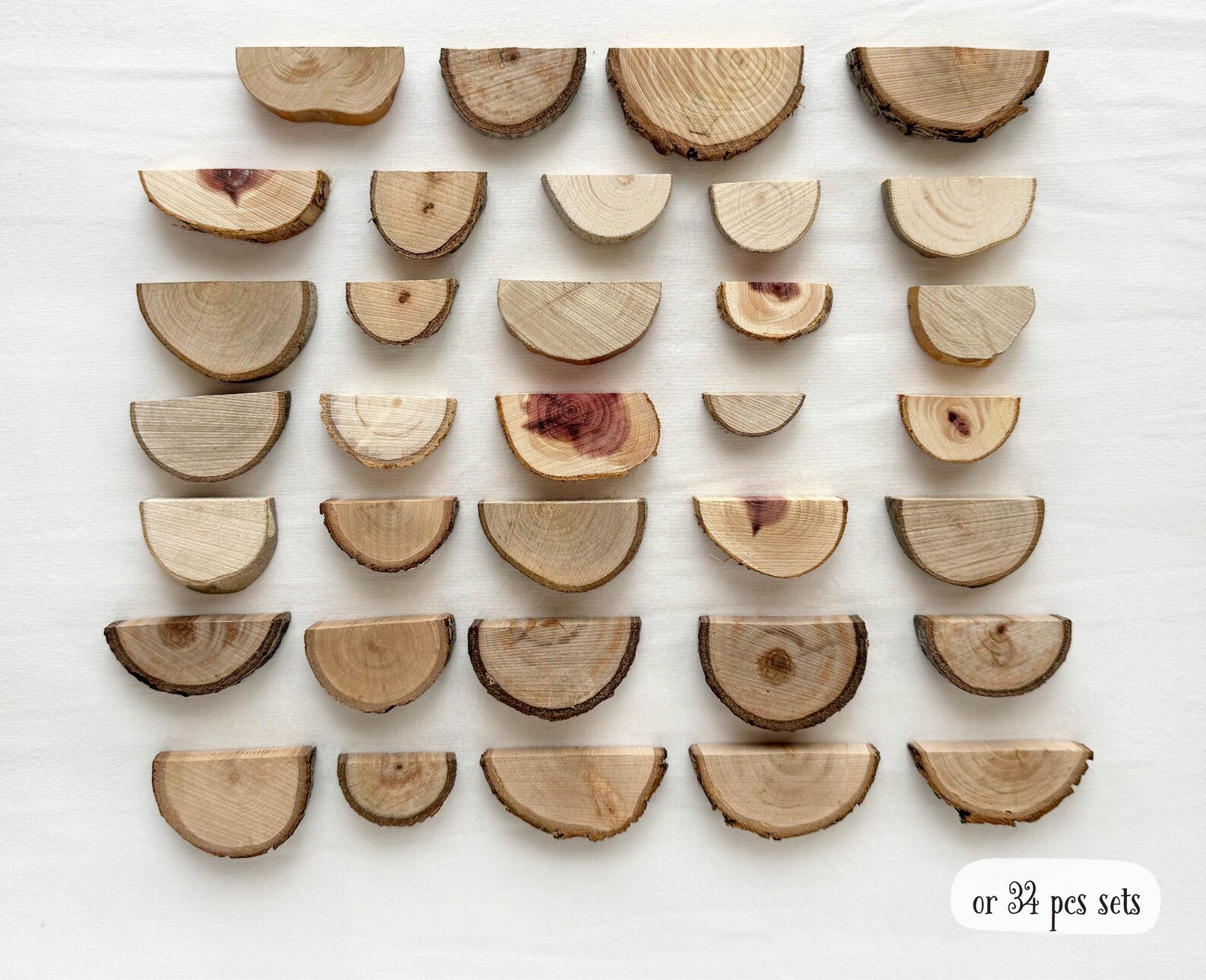 HALF Small Wooden Circles, Half Wood Disk, Bulk Wood Pieces, Half Wood ...