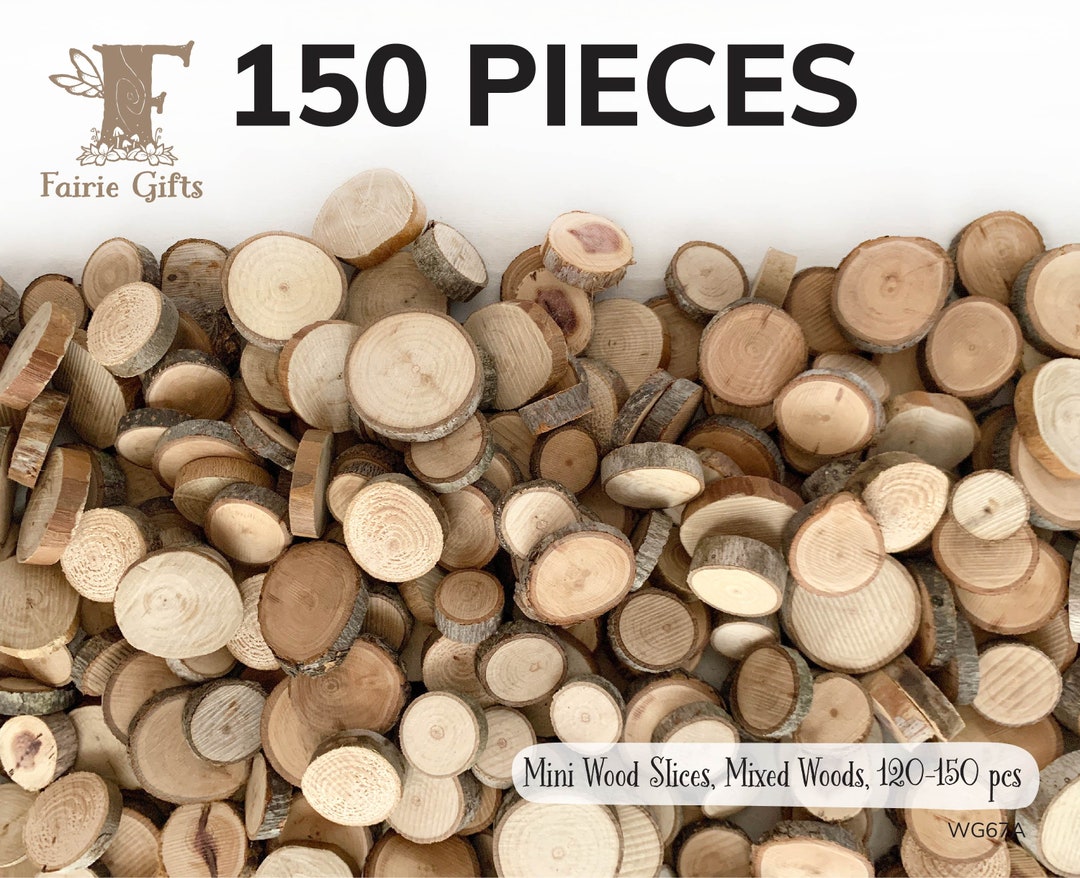 Mini Wood Slices Bundle 120-150 Ct, Mixed Woods Wooden Circles, Small ...