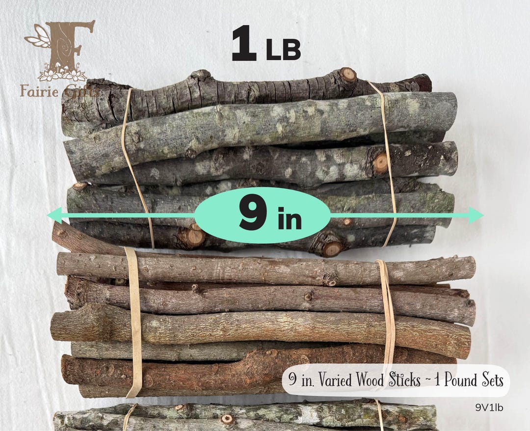 Wood Sticks 9 in One Pound, Wood Branches 1 Lb, Assorted Wooden Sticks ...