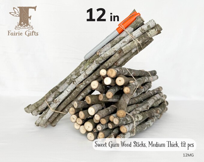 Medium Thick Wood Sticks 12 In, Sweet Gum Branches 10-12 Ct, Dried ...