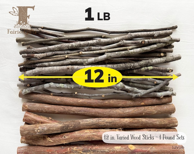 Wood Sticks 12 in One Pound, Wood Branches 1 Lb, Assorted Wooden Sticks ...