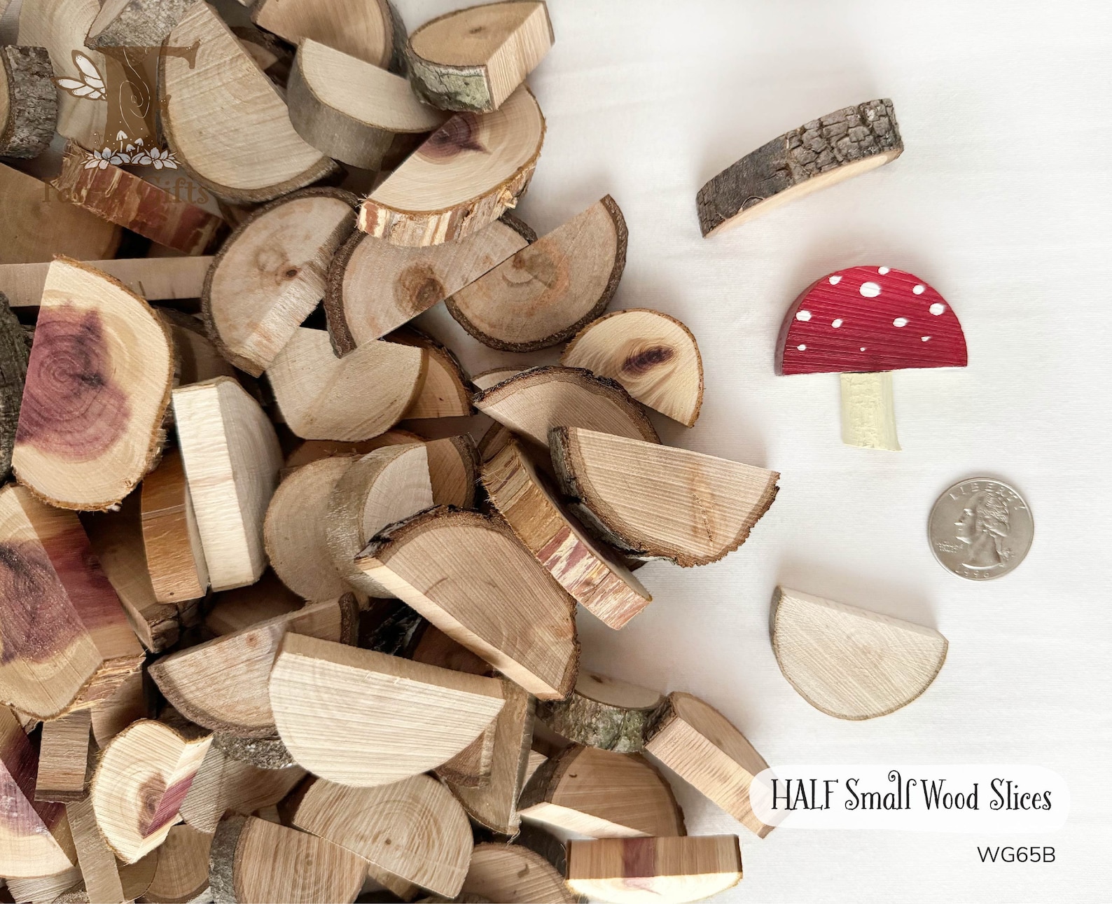 HALF Small Wooden Circles, Half Wood Disk, Bulk Wood Pieces, Half Wood ...