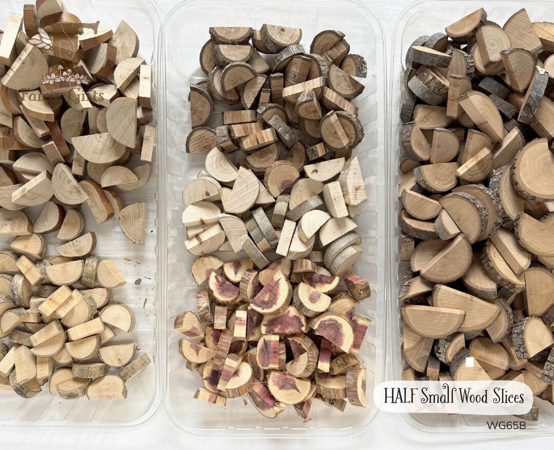 HALF Small Wooden Circles, Half Wood Disk, Bulk Wood Pieces, Half Wood ...