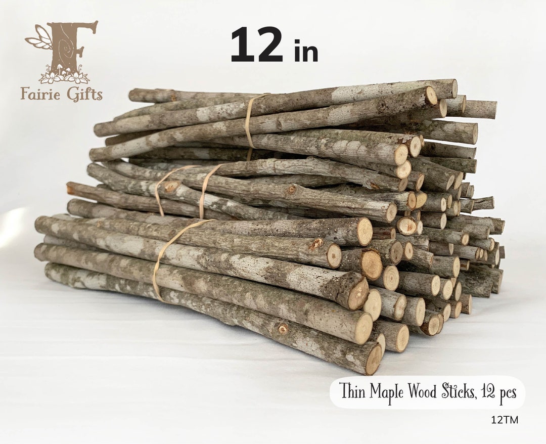 Thin Wood Sticks 12 In, Maple Wooden Sticks 12 Ct, Twig Bundle, Craft ...