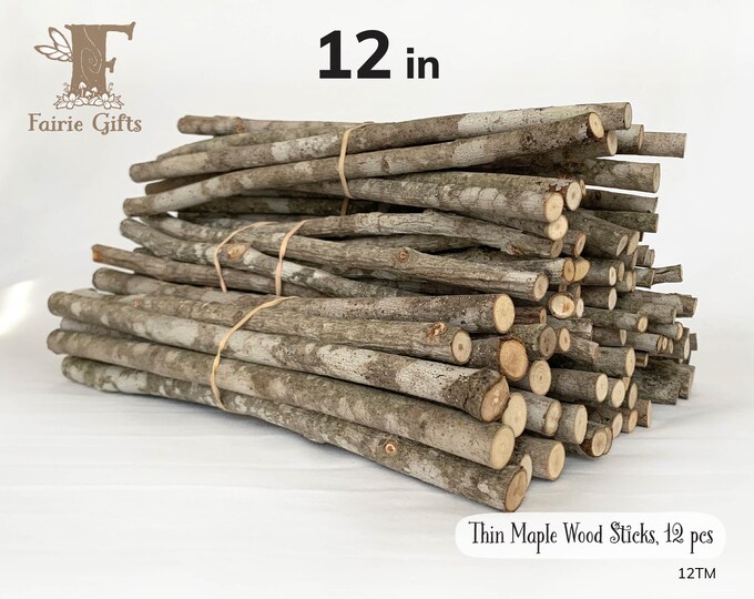 Thin Wood Sticks 12 In, Maple Wooden Sticks 12 Ct, Twig Bundle, Craft ...