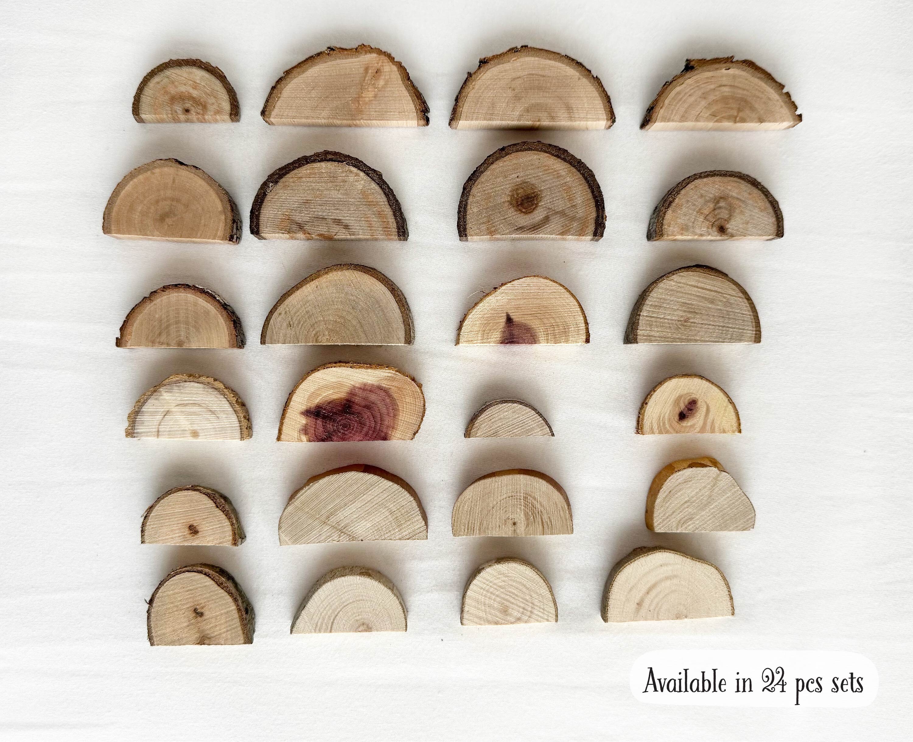 HALF Small Wooden Circles, Half Wood Disk, Bulk Wood Pieces, Half Wood ...