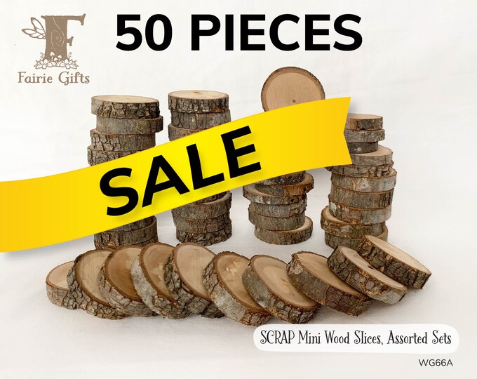 50 SCRAP Small Wood Slices, Small Mixed Wooden Circles, Assorted Sizes ...