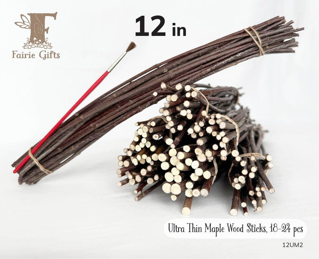 Maple Wood Craft Sticks: Ultra Thin Rustic Twig Bundle (12 In, 18-24 Ct ...