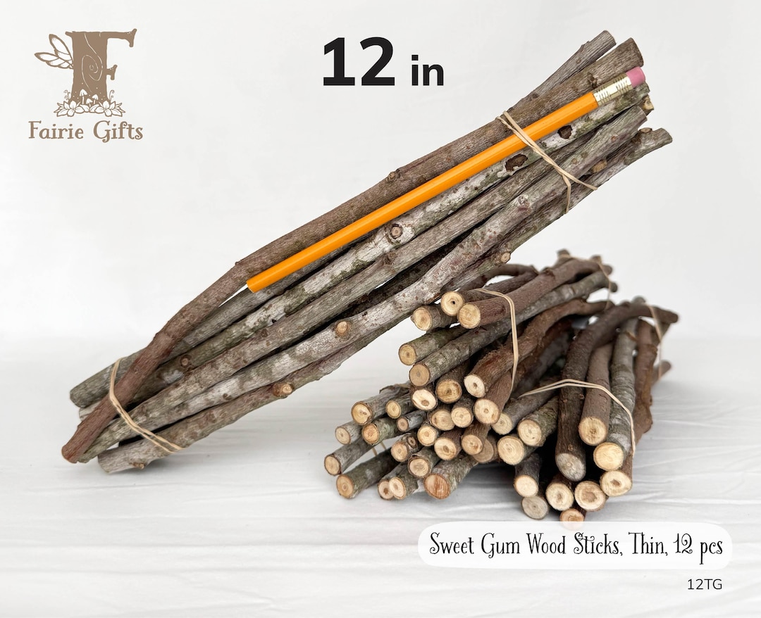 Thin Wood Sticks 12 In, Sweet Gum Branches 12 Ct, Dried Wooden Sticks ...